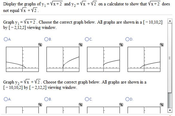 Solved Display the graphs of y1 = and y2 = + on a | Chegg.com