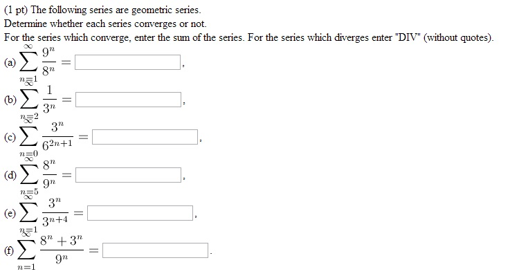 Solved The following series are geometric series. Determine | Chegg.com Solved The following series are geometric series. Determine | Chegg.com
