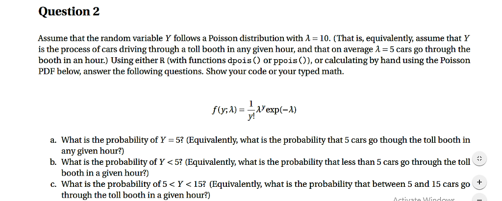 Solved Assume that the random variable Y follows a Poisson | Chegg.com