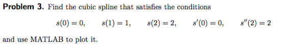 Solved Problem 3. Find the cubic spline that satisfies the | Chegg.com