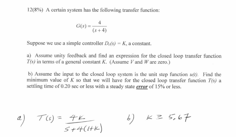 Solved A certain system has the following transfer function: | Chegg.com