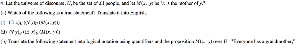 Solved Let the universe of discourse, U, be the set of all | Chegg.com