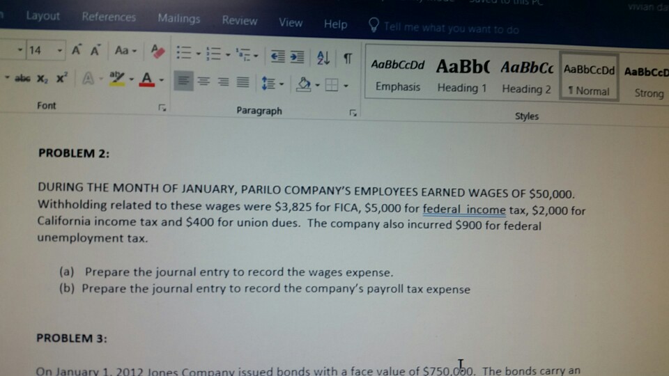 Solved Layout References Mailings Review View Help X X2