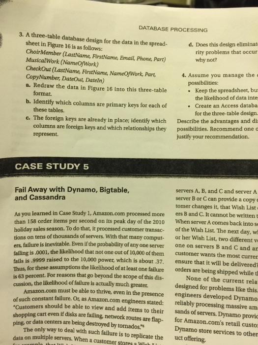 Solved DATABASE PROCESSING 3. Athree-table database design | Chegg.com