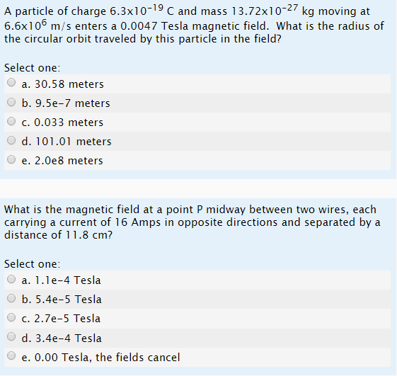 Solved A particle of charge 6.3 times 10^-19 C and mass 1 | Chegg.com