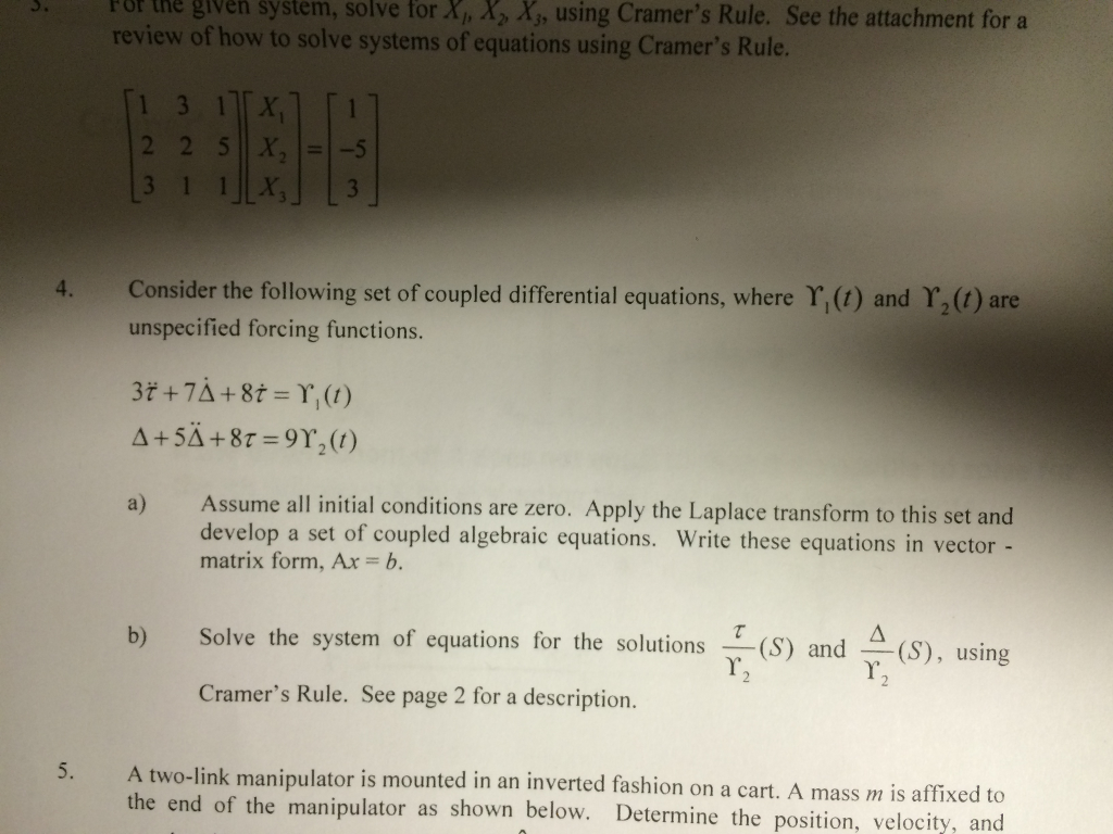 Solved Consider the following set of coupled differential | Chegg.com