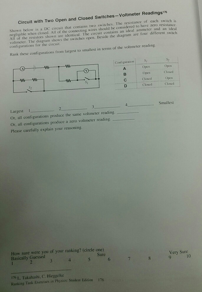 Solved Circuit with Two Open and Closed Switches-Voltmeter | Chegg.com