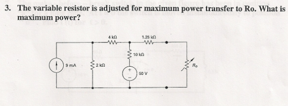 Solved The variable resistor is adjusted for maximum power | Chegg.com
