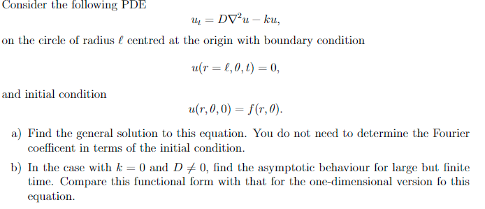 Consider the following PDE on the circle of radius & | Chegg.com