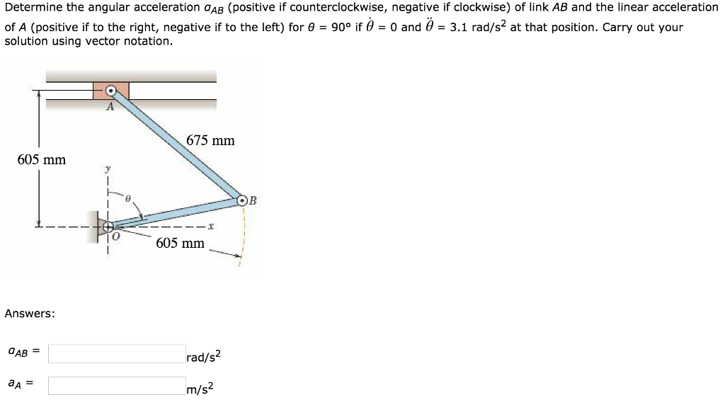 Solved Determine the angular acceleration aAB (positive if | Chegg.com