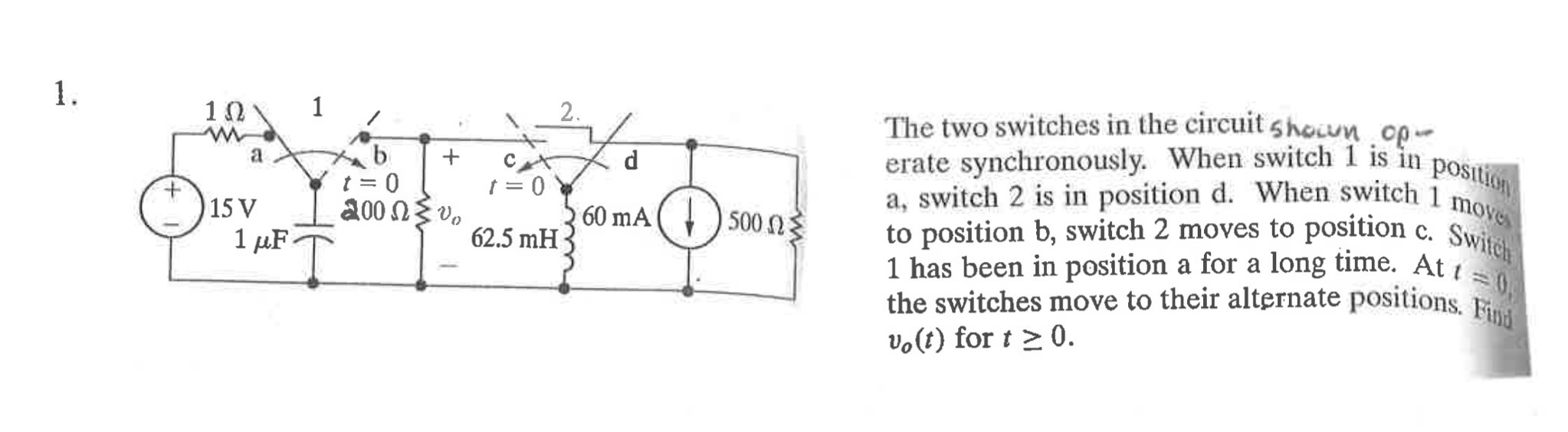 Solved The two switches in the circuit shown operate | Chegg.com