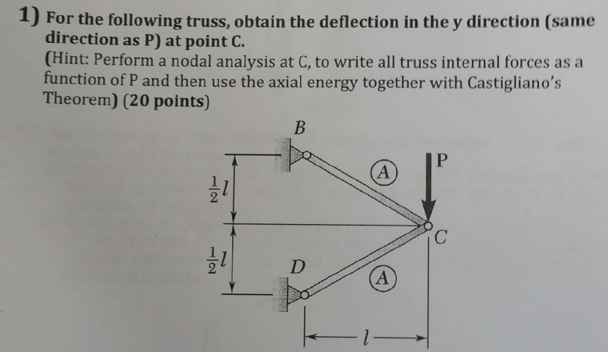 Solved For the following truss, obtain the deflection in the | Chegg.com
