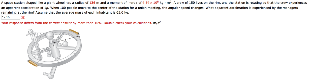 Solved A space station shaped like a giant wheel has a | Chegg.com