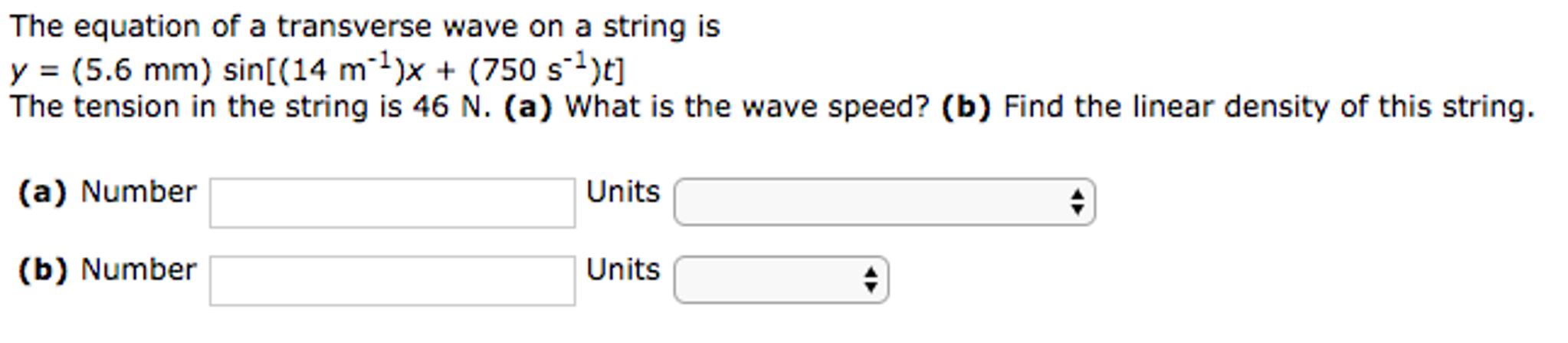 Solved The equation of a transverse wave on a string is y = | Chegg.com