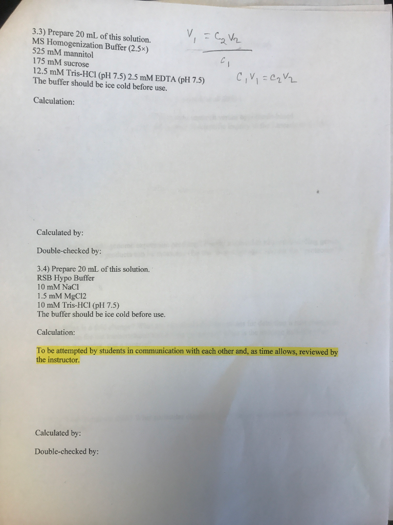 3.3) Prepare 20 mL of this solution. MS | Chegg.com