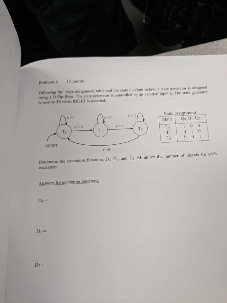 Solved Problem 412 points Following the state assignment | Chegg.com