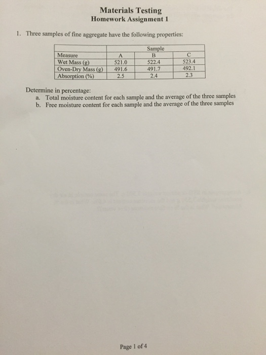 Solved Materials Testing Homework Assignment 1 1. Three | Chegg.com