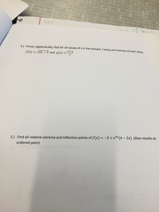 Solved Prove, algebraically, that for all values of x in the | Chegg.com