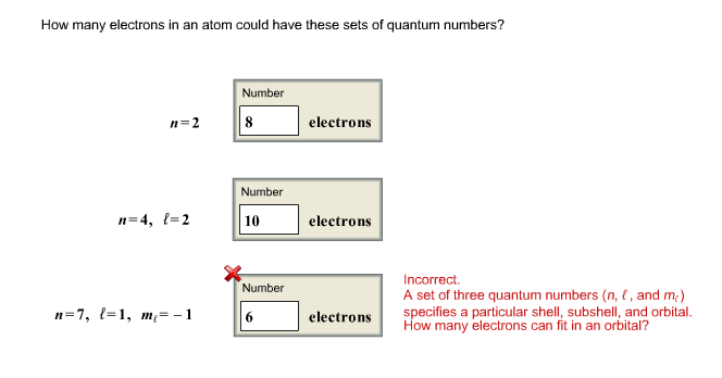 Solved How many electrons in an atom could have these sets | Chegg.com