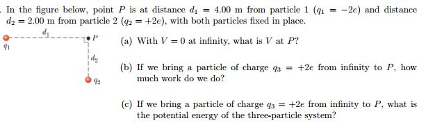 Solved . In the figure below, point P is at distance d1 = | Chegg.com