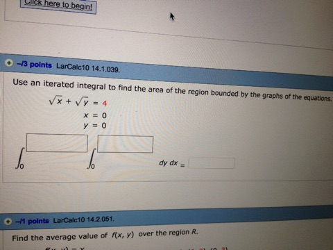 Solved Use an iterated integral to find the area of the | Chegg.com