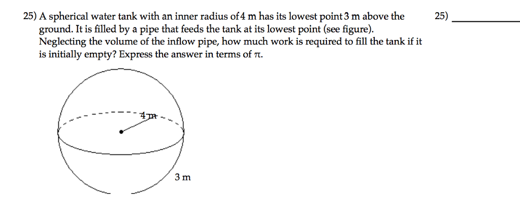 Solved A spherical water tank with an inner radius of 4 m | Chegg.com