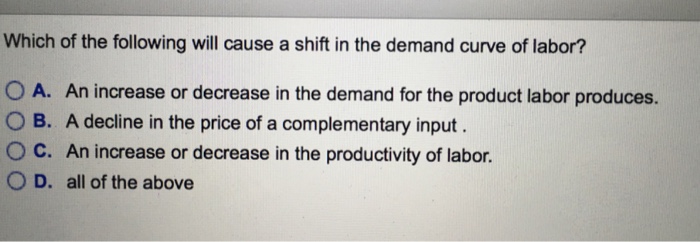 Solved Which Of The Following Will Cause A Shift In The Chegg