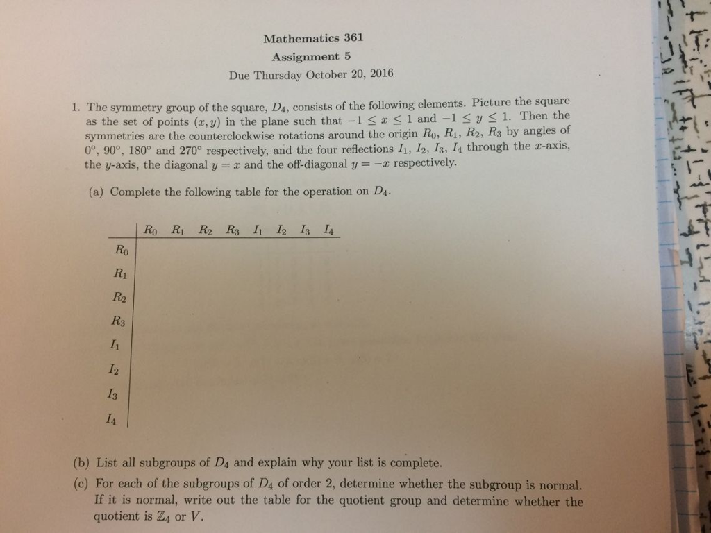 The symmetry group of the square, D_4, consists of | Chegg.com