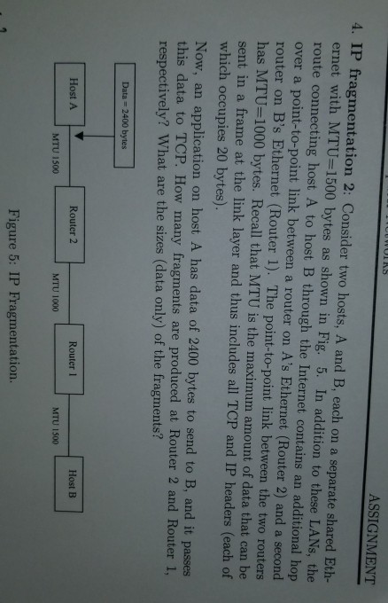 ASSIGNMENT 4. IP fragmentation 2: Consider two hosts, | Chegg.com