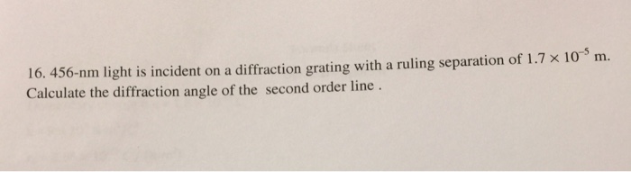 Solved 456-nm light is incident on a diffraction grating | Chegg.com