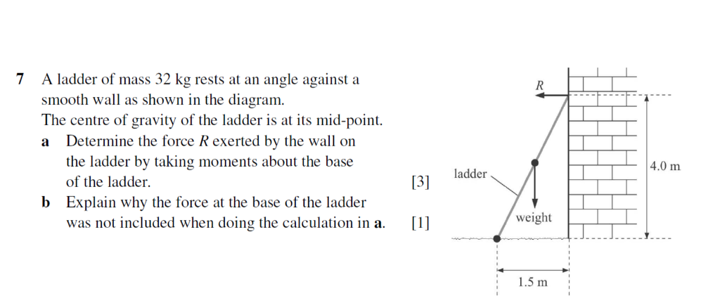 Solved 7 A ladder of mass 32 kg rests at an angle against a | Chegg.com