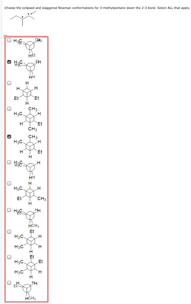 Solved Choose the eclipsed and staggered Newman | Chegg.com