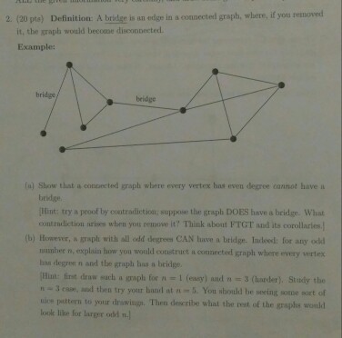 Solved Definition A bridge is an edge in a connected graph, | Chegg.com