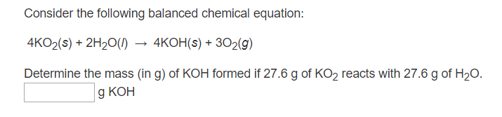Solved Consider the following balanced chemical equation | Chegg.com
