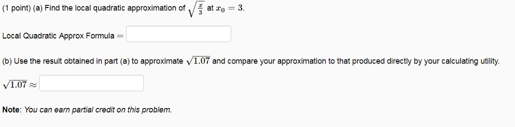 Solved 1 Point A Find The Local Quadratic Approximation