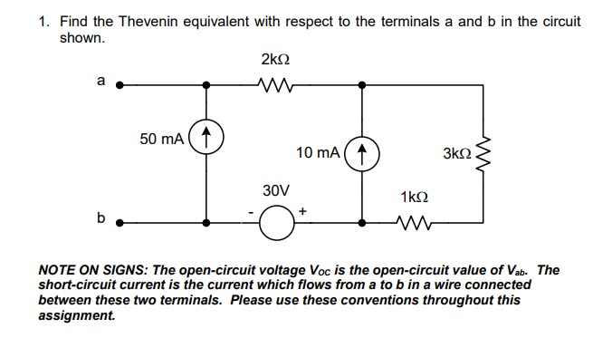 Solved 1. Find the Thevenin equivalent with respect to the | Chegg.com