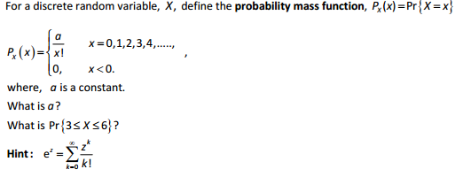 Solved For a discrete random variable, X, define the | Chegg.com