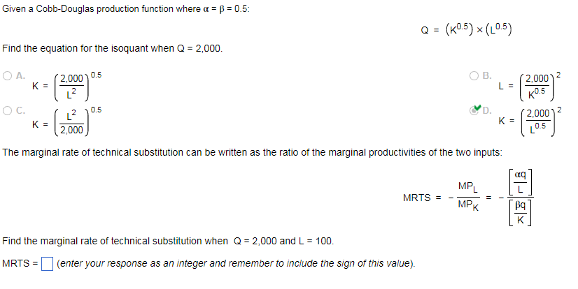 Production Function Equation