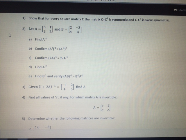 Solved Show That For Every Square Matrix C The Matrix C Chegg