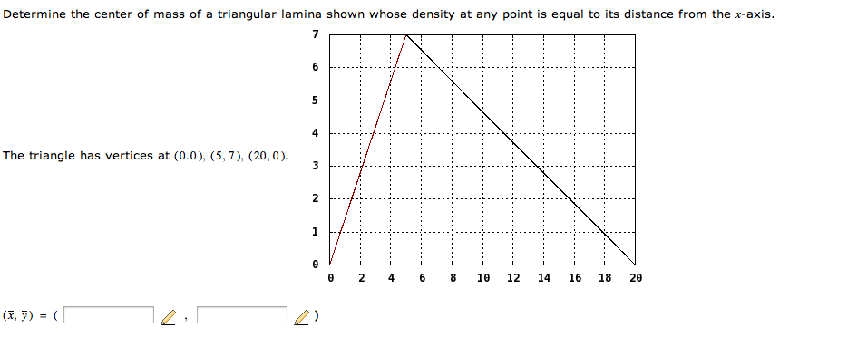 Solved Determine the center of mass of a triangular lamina | Chegg.com