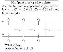 Solved An infinite chain of capacitors is pictured below | Chegg.com