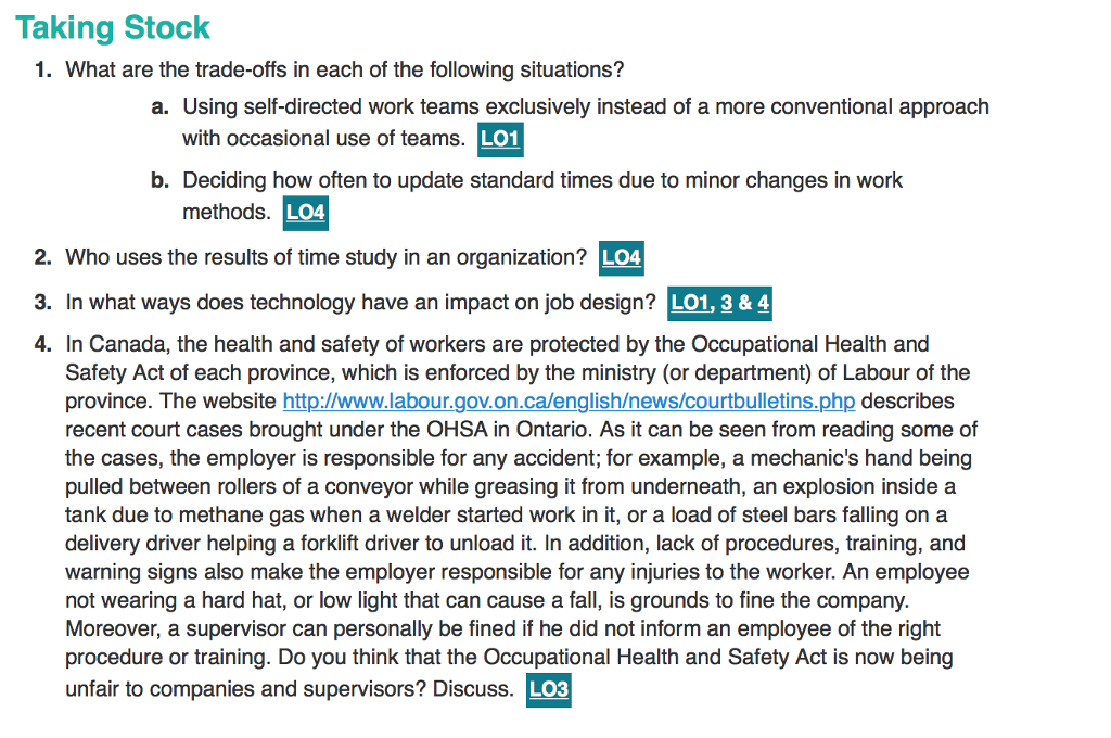 Solved Taking Stock 1. What are the trade-offs in each of | Chegg.com