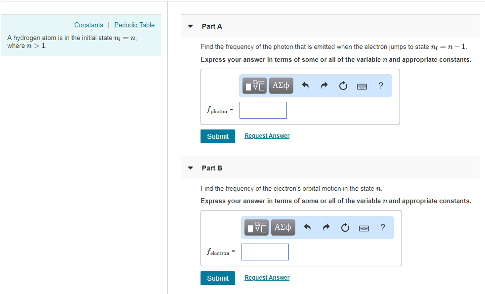 Solved Constants I Periodic Table Part A Find the frequency | Chegg.com