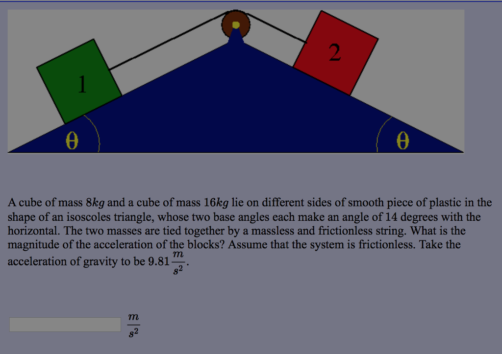 Solved A cube of mass 8kg and a cube of mass 16kg lie on | Chegg.com