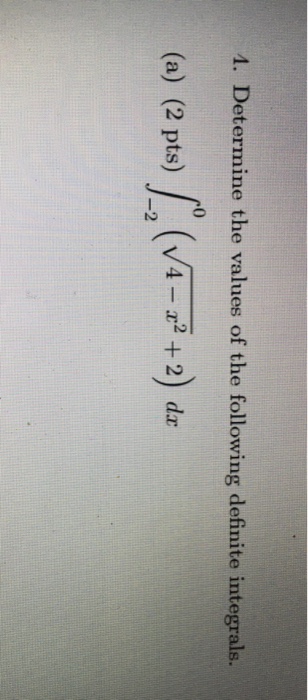 Solved Determine the values of the following definite | Chegg.com