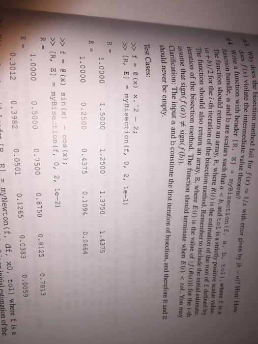 Solved write a function with header [R, E] = myBisection (f | Chegg.com