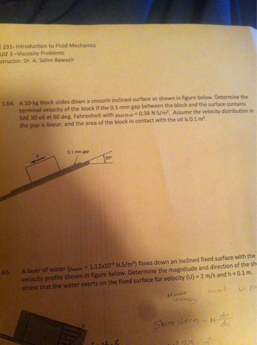 Solved A 10-kg block slides down a smooth inclined surface | Chegg.com