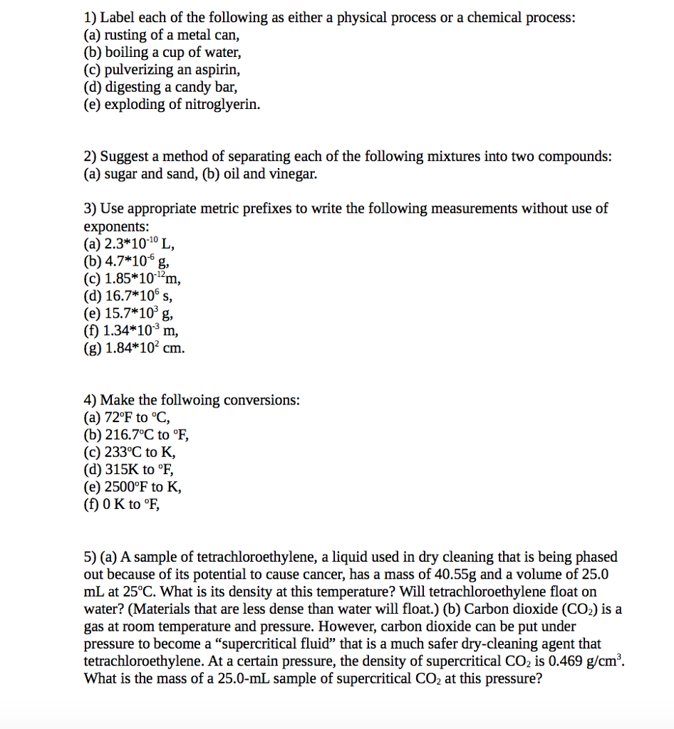 Solved Label each of the following as either a physical | Chegg.com