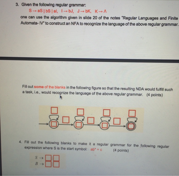 Solved Given the following regular grammar: S rightarrow aS | Chegg.com