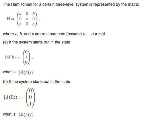 Solved The Hamiltonian for a certain three-level system is | Chegg.com